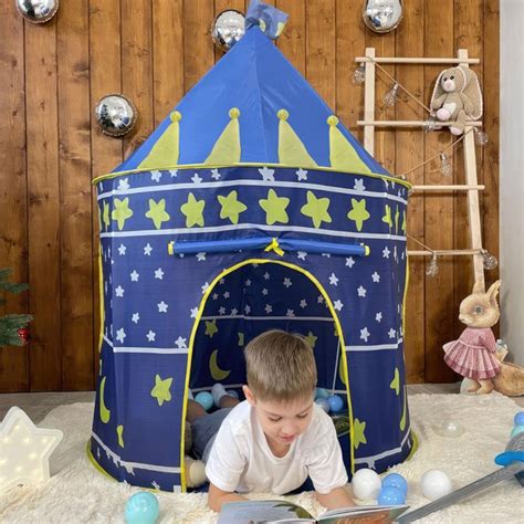 Дитячий намет Замок для принца Ігровий будиночок для хлопчиків 135х105х105 см Синій Швидка