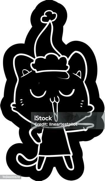 산타 모자를 쓰고 노래하는 고양이의 기발한 만화 아이콘 고양이 새끼에 대한 스톡 벡터 아트 및 기타 이미지 고양이 새끼 낙서 드로잉 노래 Istock