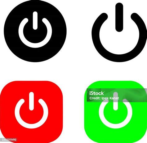 아이콘 전원 켜기 전원 끄기 종료 버튼의 집합입니다 흰색 또는 투명 배경 평면 벡터 그림 심플한 디자인에 고립되어 있습니다 누름 버튼에 대한 스톡 벡터 아트 및 기타 이미지