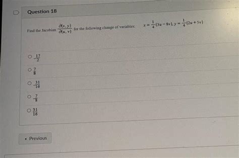 Solved Find The Jacobian ∂uv∂xy For The Following