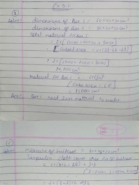 Maths Class 8 Mensuration Exercise 9 2 And 9 3 Pdf