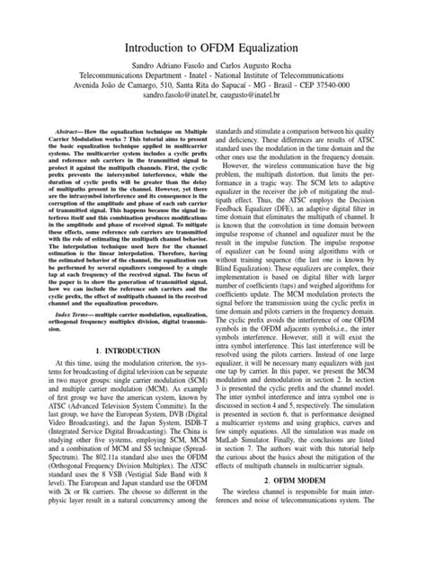 Pdf Artigo 2006 Introduction To Ofdm Equalization Dokumentips