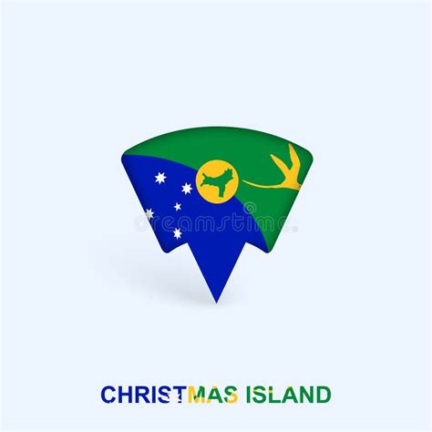 christmas island flag map pointer design with shadow stock vector
