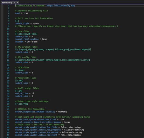 Editorconfig Has No Highlighting · Issue 62935 · Dotnetroslyn · Github