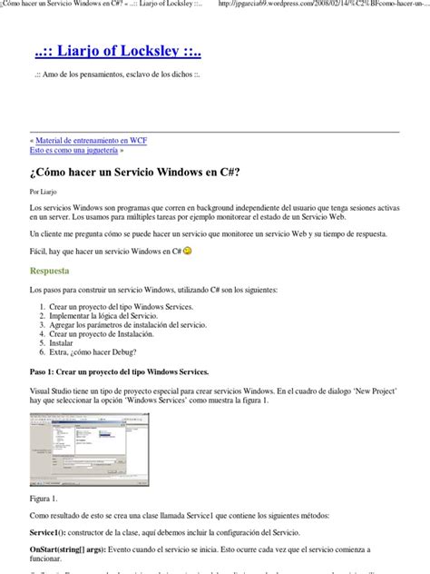 Servicio Windows En C Pdf C Sharp Lenguaje De Programación Microsoft Windows