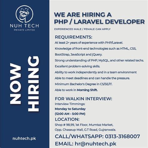 Azqa Narejo On Linkedin Hiring Job Title Php Laravel Developer Responsibilities Develop…