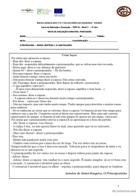 Teste Português PLE apostilas pdf doc