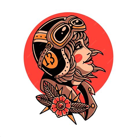 Premium Vector Biker Girl Tattoo Vector Design