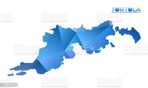 벡터 다각형 Tortola 지도입니다 로우 폴리 스타일의 활기찬 기하학적 섬 인포그래픽을 위한 깔끔한 일러스트레이션 기술 인터넷