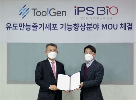 Medigate News 툴젠 아이피에스바이오와 유전자가위 기술 이용한 Ipsc 기능향상 세포주 구축 업무협약 체결