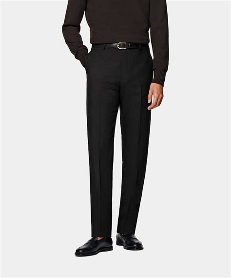 Black Straight Leg Pants In Pure S120s Wool Flannel Suitsupply