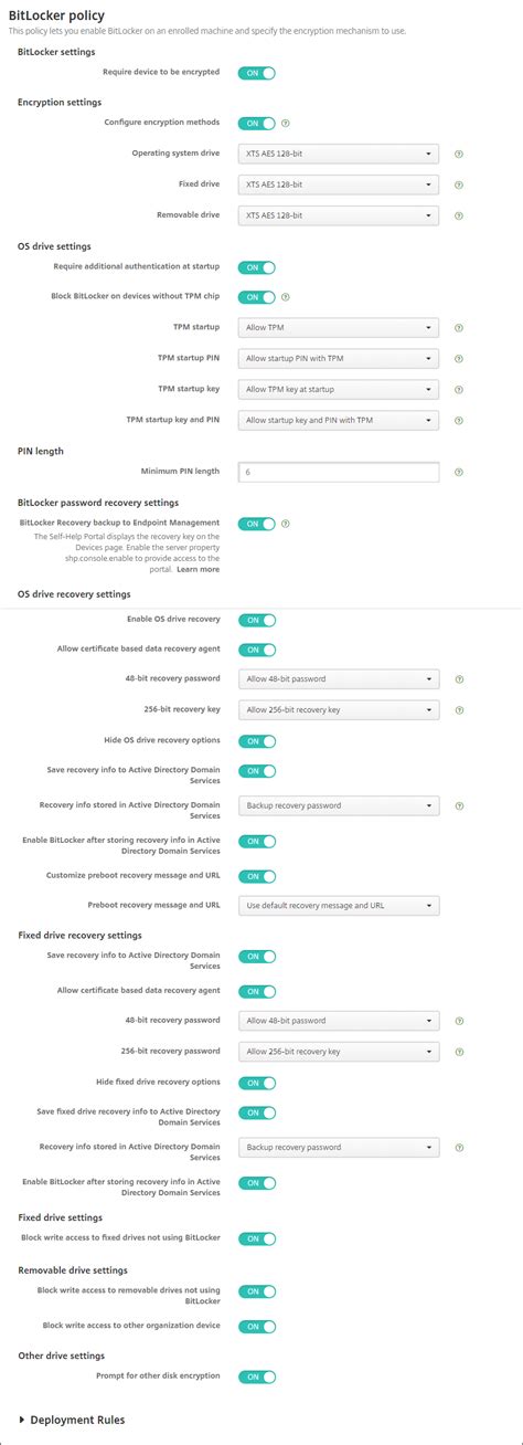 BitLocker Device Policy Citrix Endpoint Management