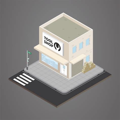 Premium Vector Tool Shop Building With Isometric Graphic