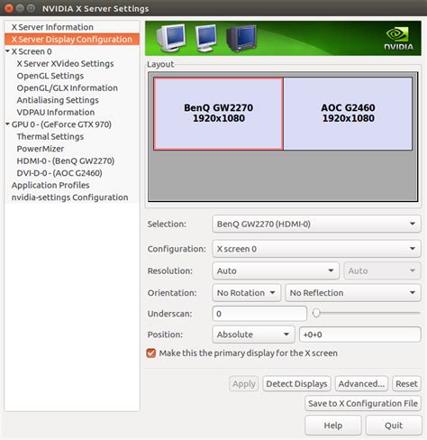 Nvidia Primary Monitor Not Saving Ask Ubuntu