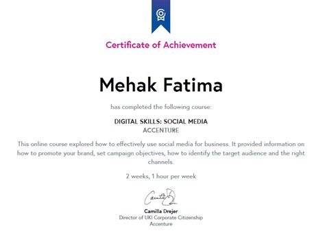 Mehak Fatima On Linkedin Completed Another Course Digital Skills Social Marketing 10 Comments