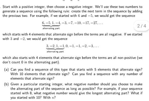 Solved Start With A Positive Integer Then Choose A Negative Chegg