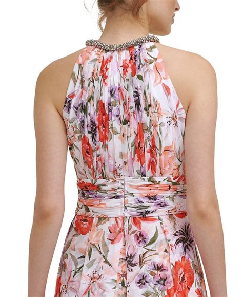 Calvin Klein Embellished Tiered Halter Gown Macys