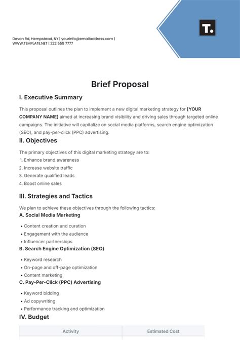 Brief Proposal Template