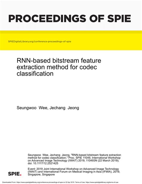 Pdf Rnn Based Bitstream Feature Extraction Method For Codec