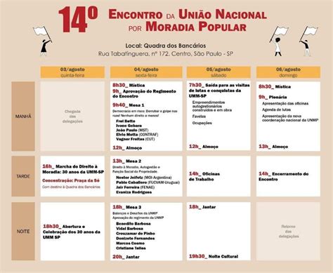 Vem Aí 14º Encontro Da União Nacional Por Moradia Popular União