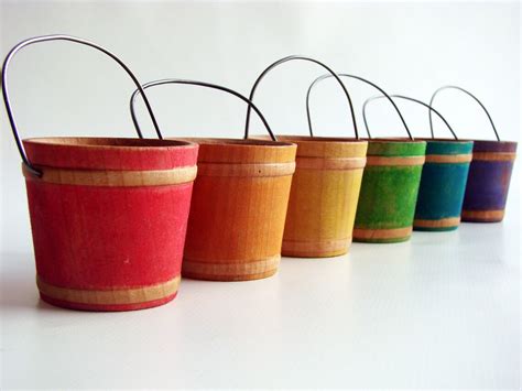 Color Sorting Rainbow Buckets Montessori And Waldorf Etsy
