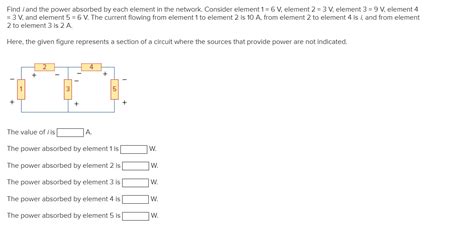 Solved Find I And The Power Absorbed By Each Element In The Chegg