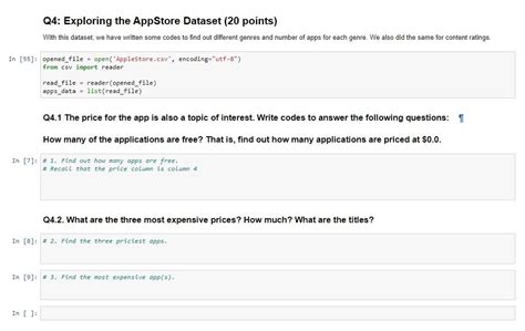 Solved Q4 Exploring The AppStore Dataset 20 Points With Chegg