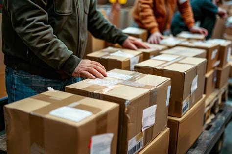 Workers Sorting Packages In A Warehouse Stock Image Image Of Shipment Freight 315247849