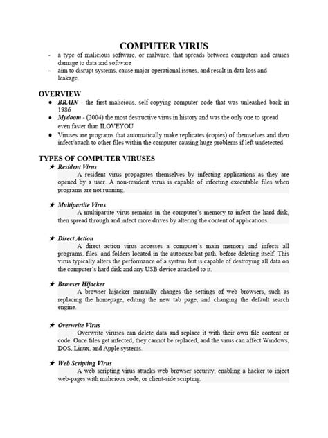 The Effects Of Using Ict Viruses Download Free Pdf Computer Virus Malware