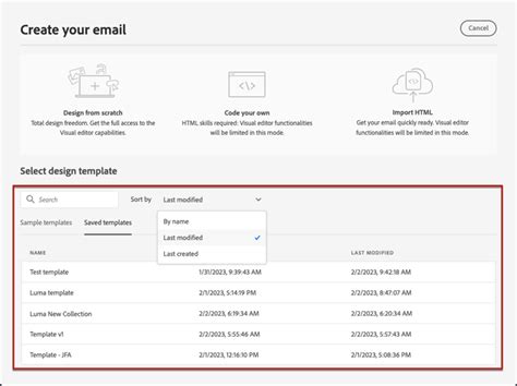 work with email templates adobe journey optimizer