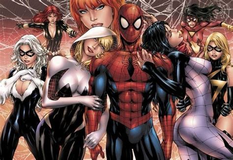 Spiderman With Spiderwomen Bild