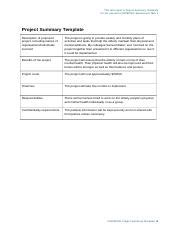 Project Summary Template FINAL Docx This Document Is Project Summary Template It Is For Use