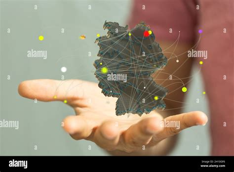 3d Rendering Of Digital Germany Map Floating On Human Hand Internet And Global Connection