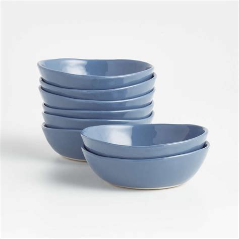 Mercer Denim Blue Ceramic Mini Bowls Set Of 8 Crate And Barrel