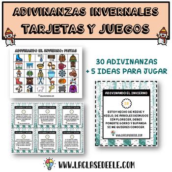TARJETAS Y JUEGOS CON ADIVINANZAS INVERNALES WINTER By LACLASEDEELE