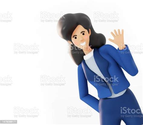 안녕이라고 말하기 위해 손을 흔드는 사업가의 초상화 텍스트를 위한 공간이 있는 배경입니다 3d 렌더링 그림 결정에 대한 스톡 사진 및 기타 이미지 Istock