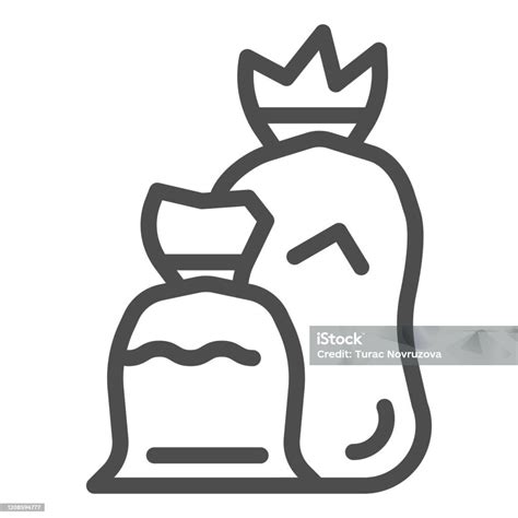 휴지통 패키지 라인 아이콘입니다 분리 쓰레기2봉지 플라스틱 제품 디자인 개념 흰색 배경에 윤곽 스타일 픽토그램 웹 및 응용 프로그램에 사용 Eps 10 가득 찬에 대한 스톡