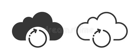 Backup Icon Simple Vector Graphic Set Back Up Cloud Arrow Rotation Pictogram Line Stroke