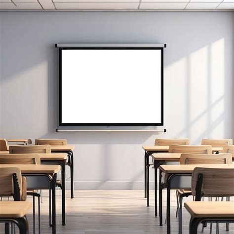 Premium Photo Digital Classroom Board Mockup Blank White Screen For