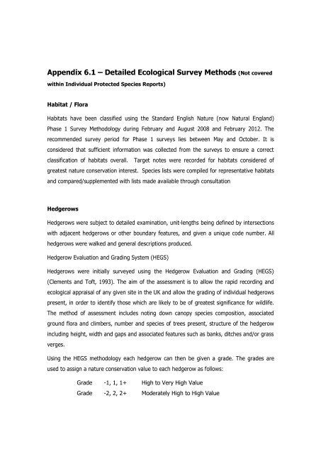 Appendix 61 â Detailed Ecological Survey Methods Not Covered