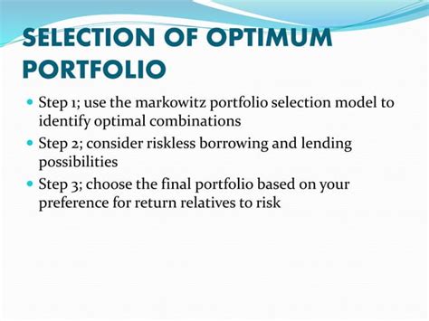Portfolio Analysis Selection Portfolio Theory Return Portfolio Risk Efficient Set Of