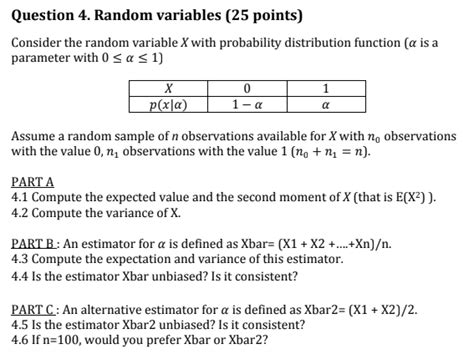 Solved Question Random Variables Points Consider The Chegg Com