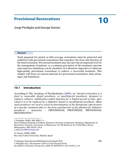 10 Provisional Restorations Pdf Polymethyl Methacrylate Dental Composite