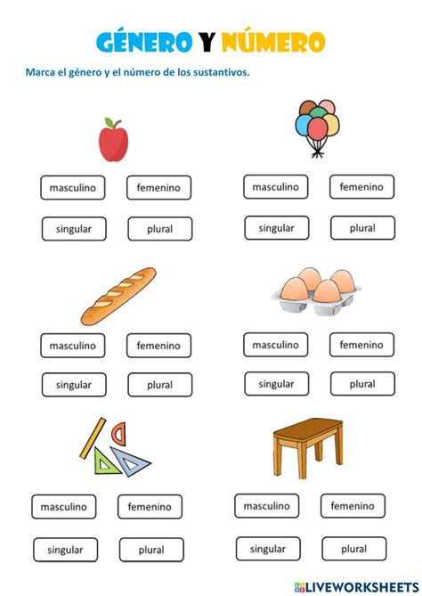Género Y Número Free Interactive Worksheets 2276557