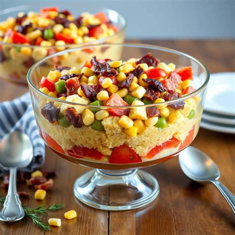 Southern Style Layered Cornbread Salad With Bacon