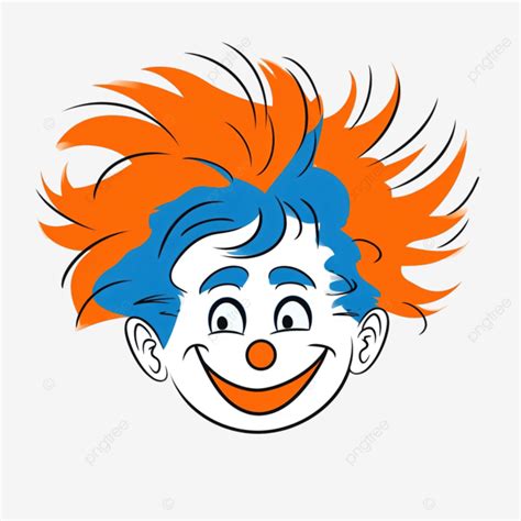 Clown Face Orange Blue Hair Smile Outline Clown Face Halloween PNG Transparent Image And