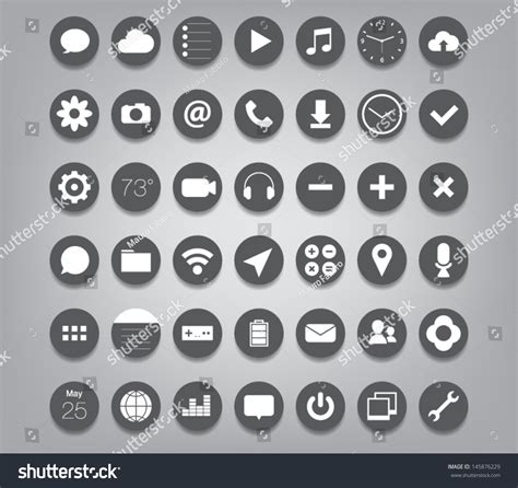 Set Buttons Icons Ui Applications App Stock Vector Royalty Free 145876229 Shutterstock