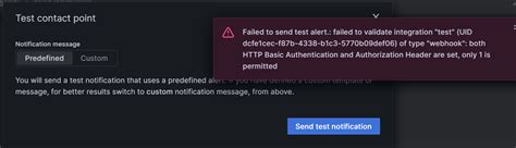 Alerting Unable To Configure Webhook Contact Point With Basic