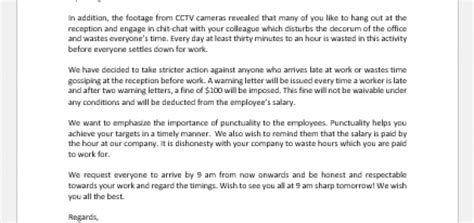 Late Coming Policy Letter To Employees Writeletter Com