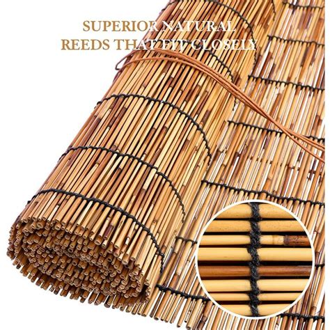 Sekkvy Natural Reed Roll Up Window 47x71 Vintage Carbonized Bamboo